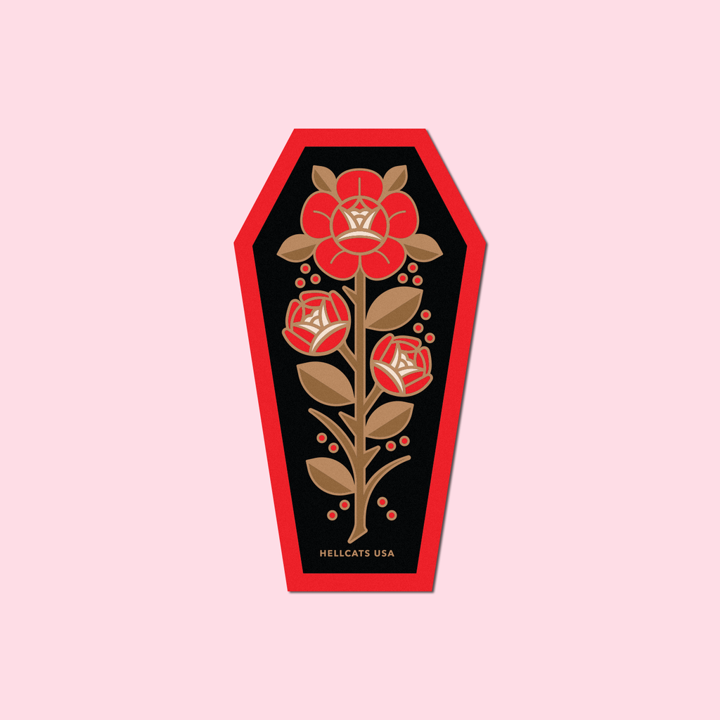 Rose Coffin Sticker – Hellcats USA